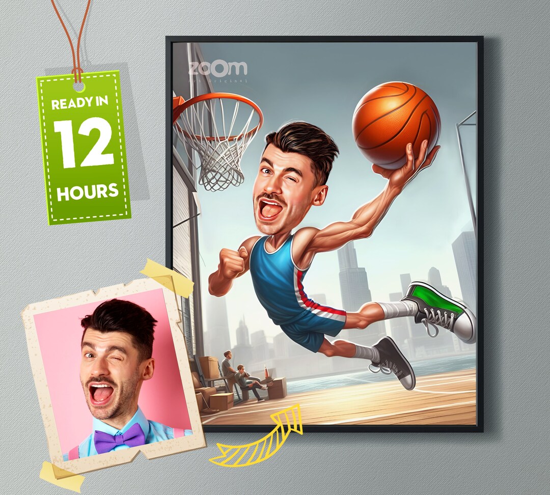 Personalized Basketball Player Cartoon Drawing, Custom Cartoon Drawing ...