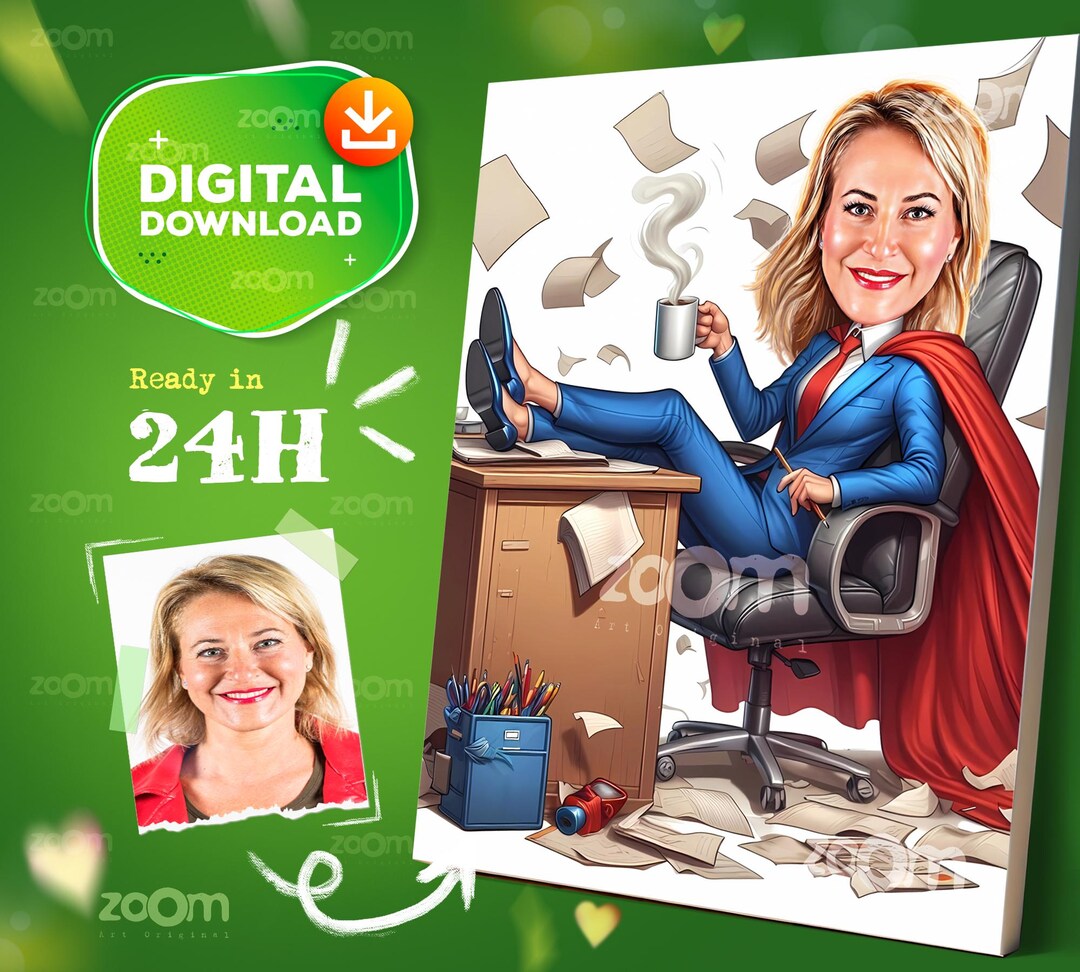 Custom Female Boss Cartoon Portrait, Boss Portrait, Gifts for Boss ...