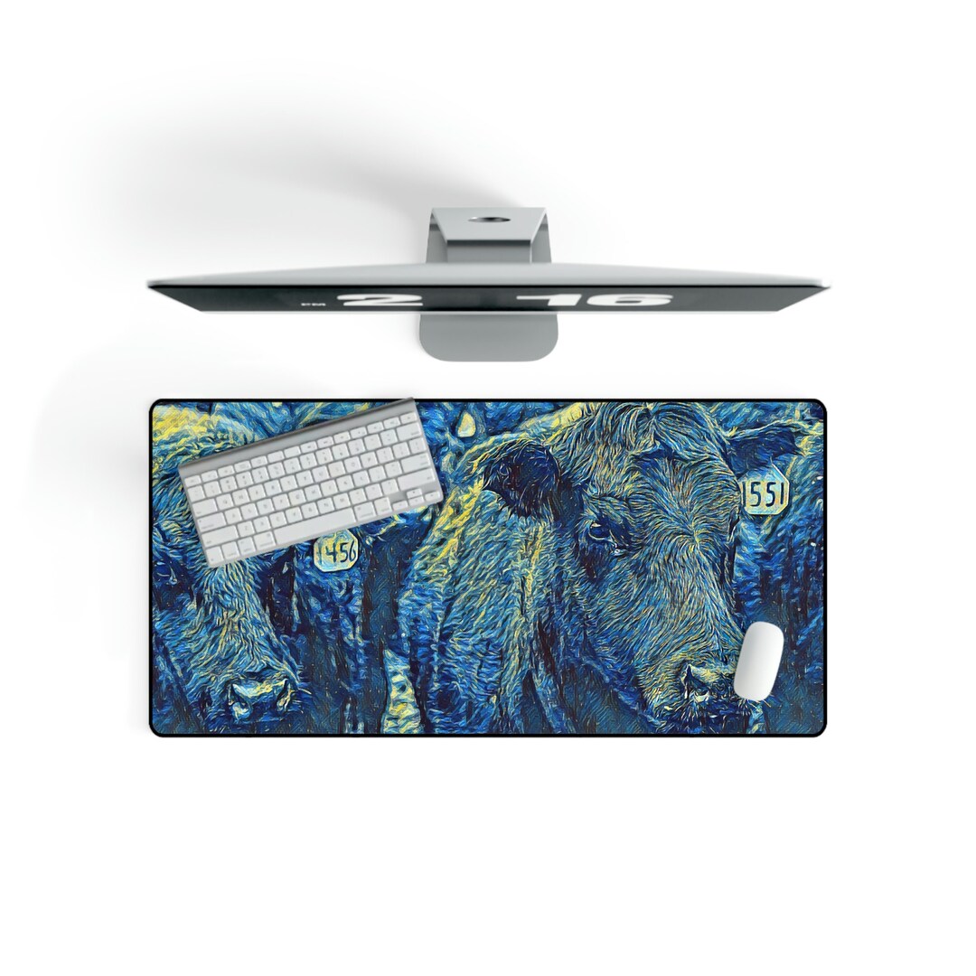 Cow Gogh Desk Mat - Etsy