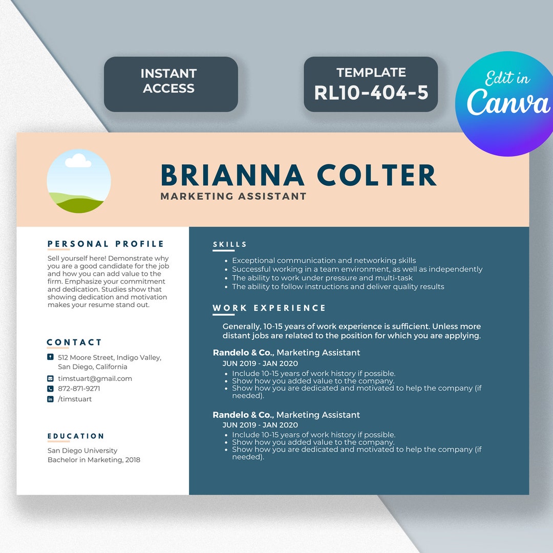 Mon CV paysage modèle Canva modèle de CV moderne modifier et - Etsy France