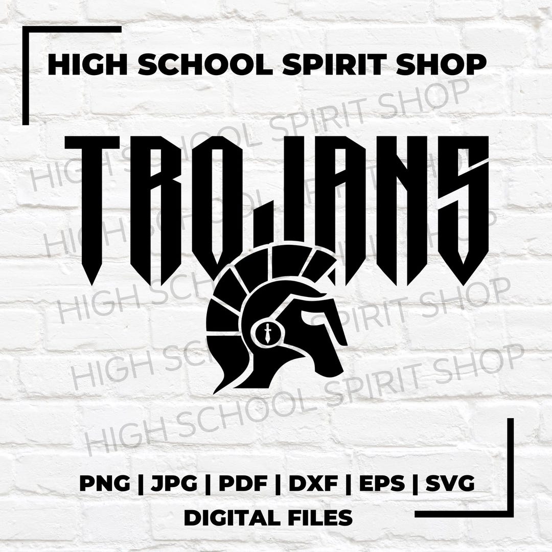 Trojans Logo PNG Dxf Svg Jpeg Pdf Trojan Mascot Digital Cut File Hornet ...