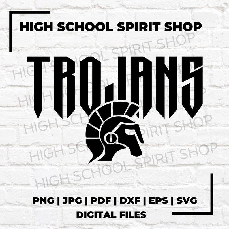 Trojans Logo PNG Dxf Svg Jpeg Pdf Trojan Mascot Digital Cut File Hornet ...