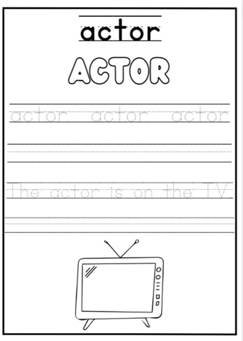 Adjectives, Verbs and Nouns - Handwriting Practice With Words and ...