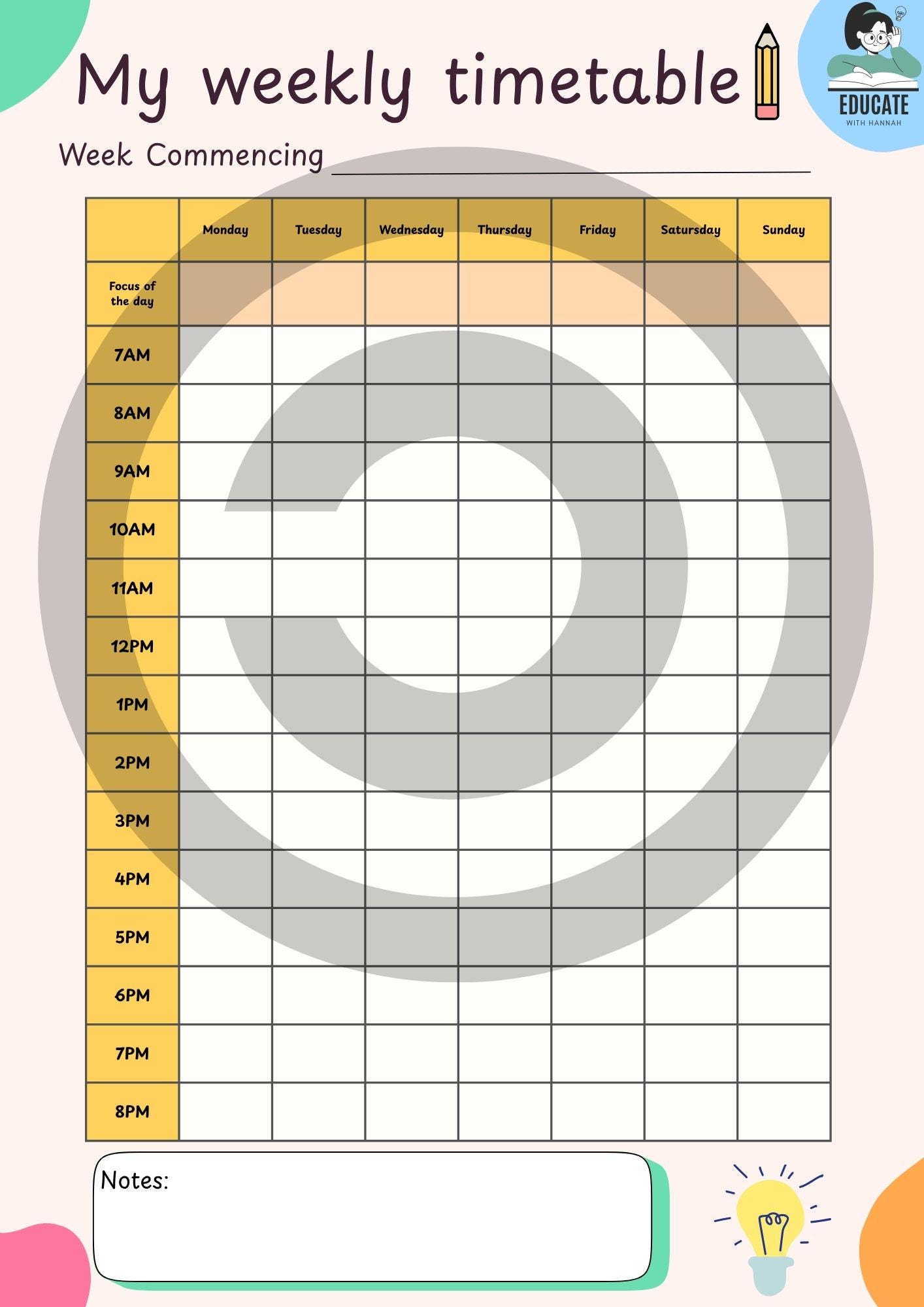 GCSE Weekly Revision Planner | Printable Study Schedule | Exam ...