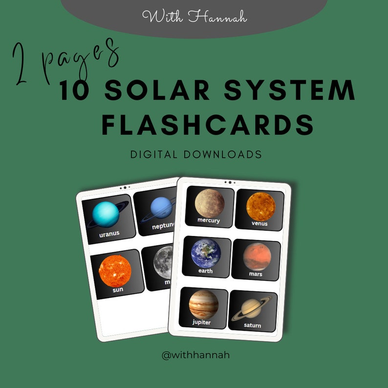 10 Solar System Flashcards - Digital Download - Classroom Resources ...