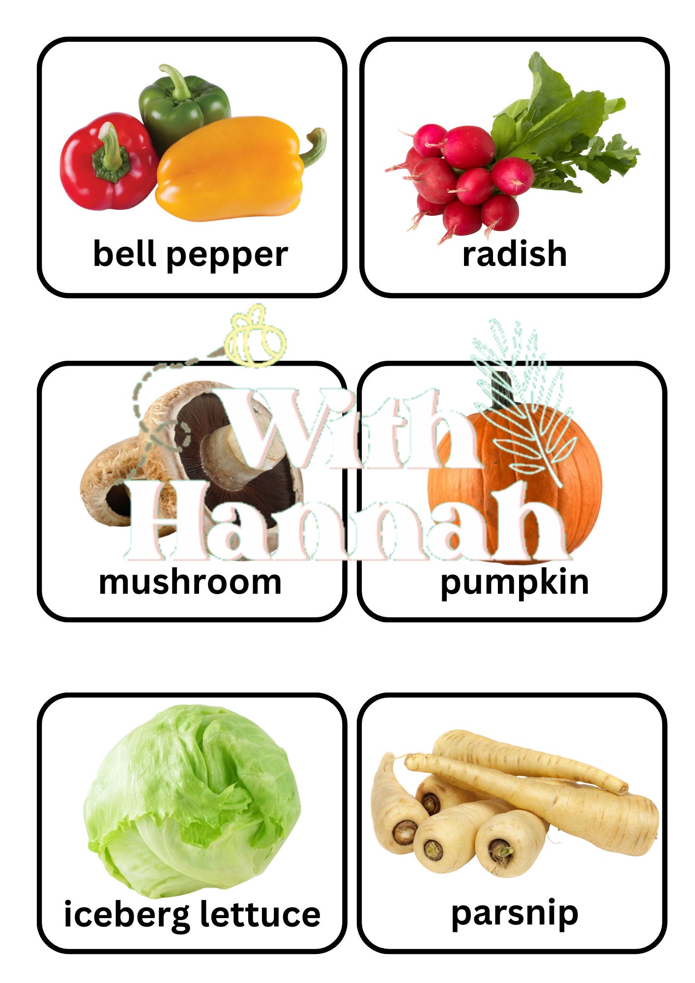 12 Vegetable Flashcards - Digital Download- EYFS Display -classroom ...
