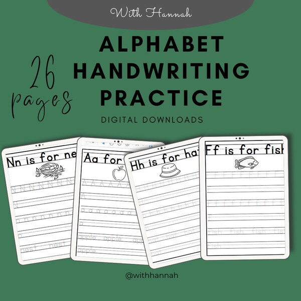 Alphabet Handwriting Practice With Words and Letters Eyfs/ks1 - Etsy
