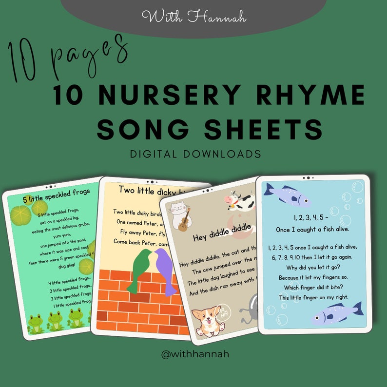 10 Colourful Nursery Rhyme Sheets - Digital Download - Etsy