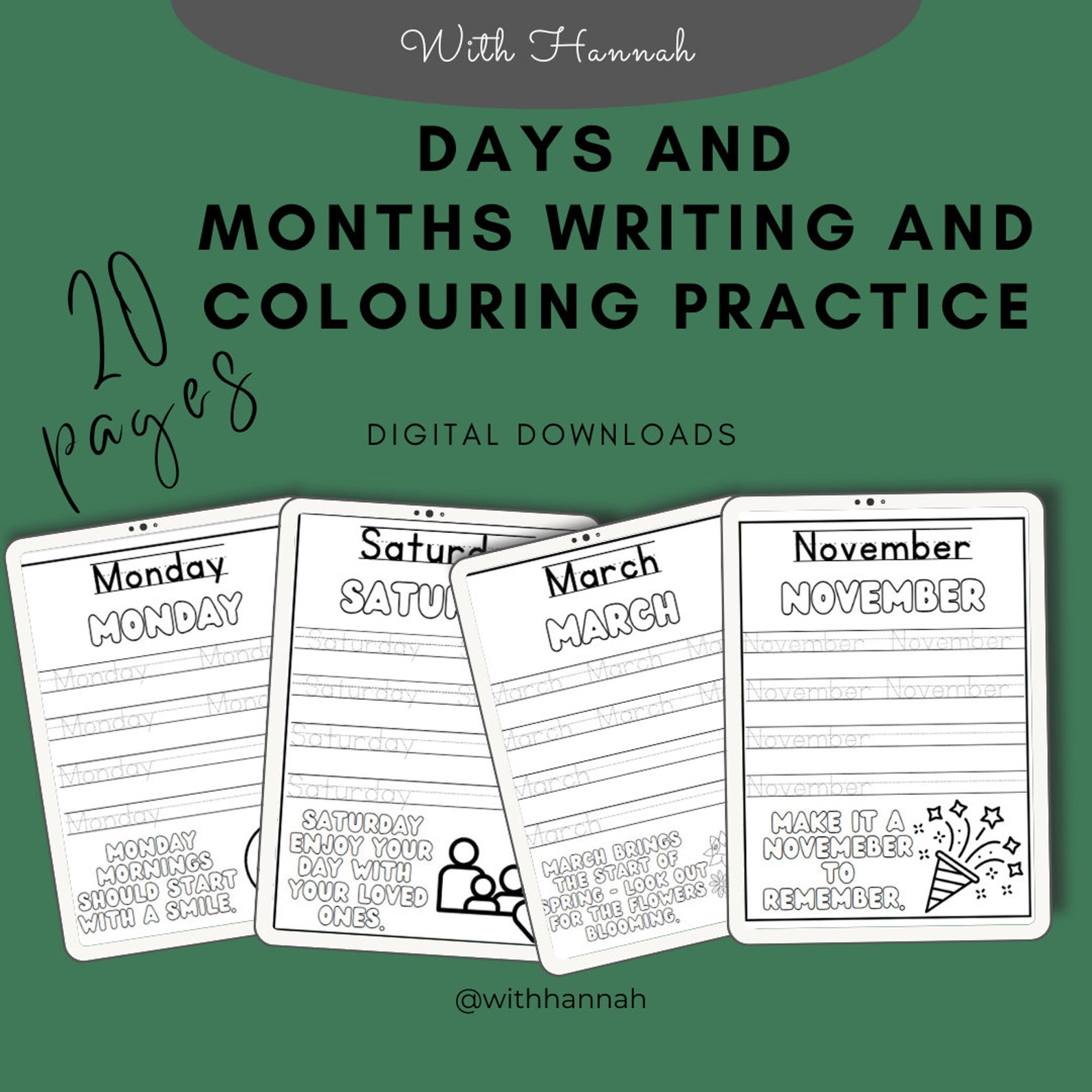 Spelling and Colouring Practice - Days of the Week and Months of the ...