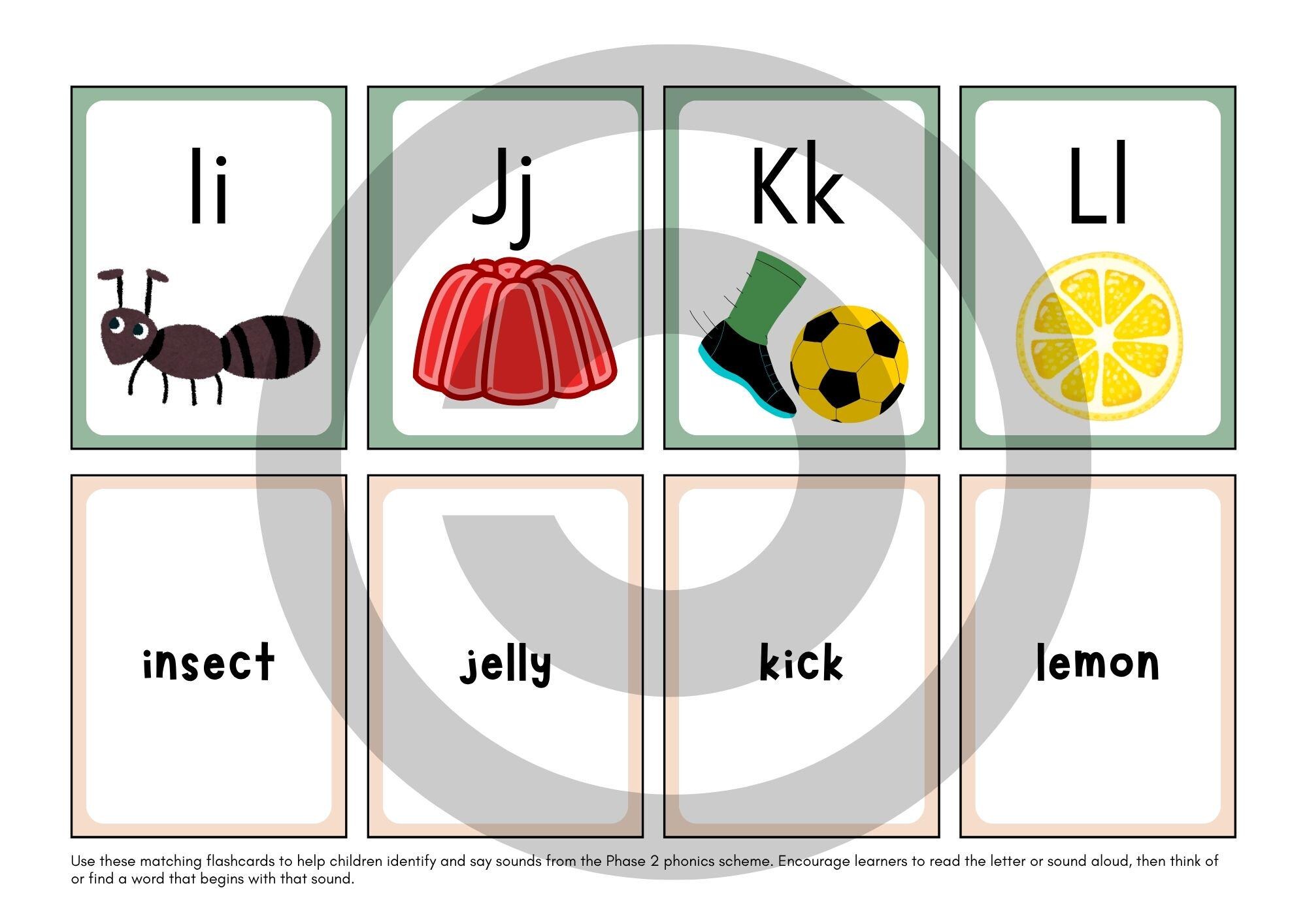 Printable Alphabet Flashcards | A–Z Letter Sounds | Phase 2 Phonics ...