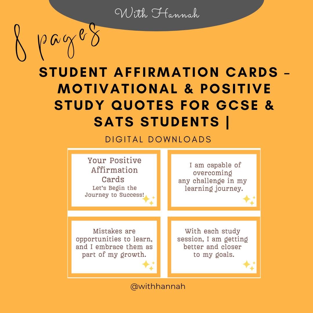 Printable Student Affirmation Cards – Motivational & Positive Study ...
