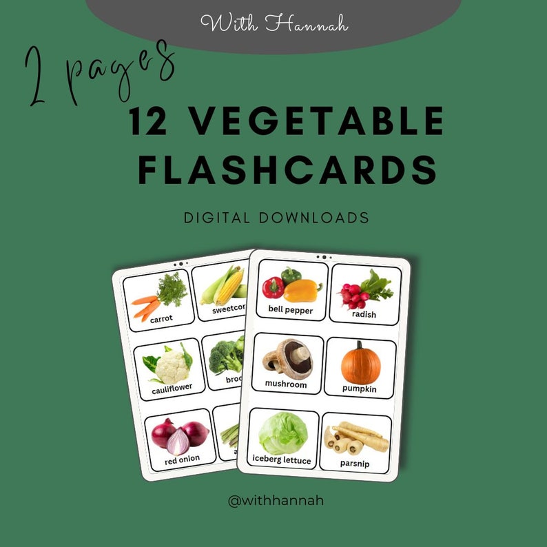 12 Vegetable Flashcards - Digital Download- EYFS Display -classroom ...