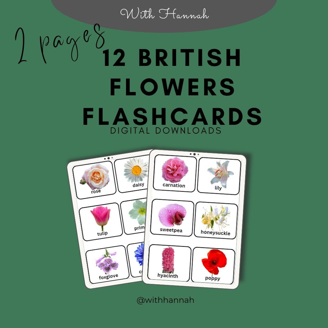 12 British Flowers Flashcards - Digital Download- EYFS Display ...