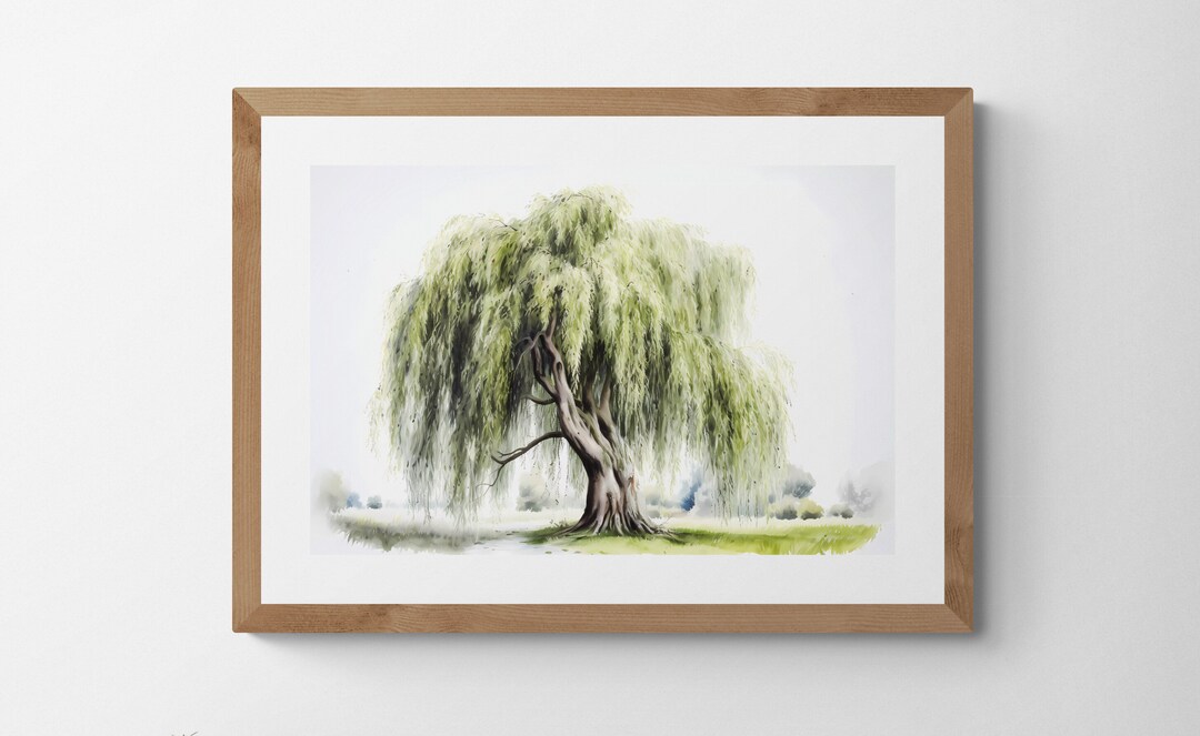 Willow Tree Watercolour Painting Printable Digital Art, Trees, Scenery ...