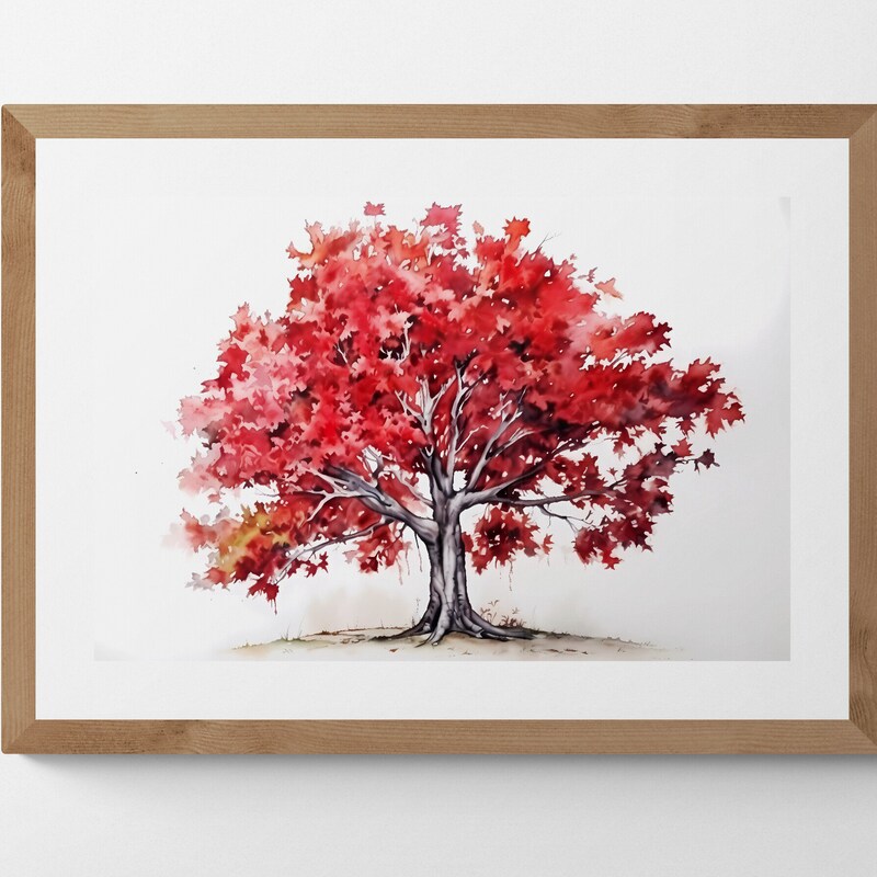 Red Tree Painting - Etsy