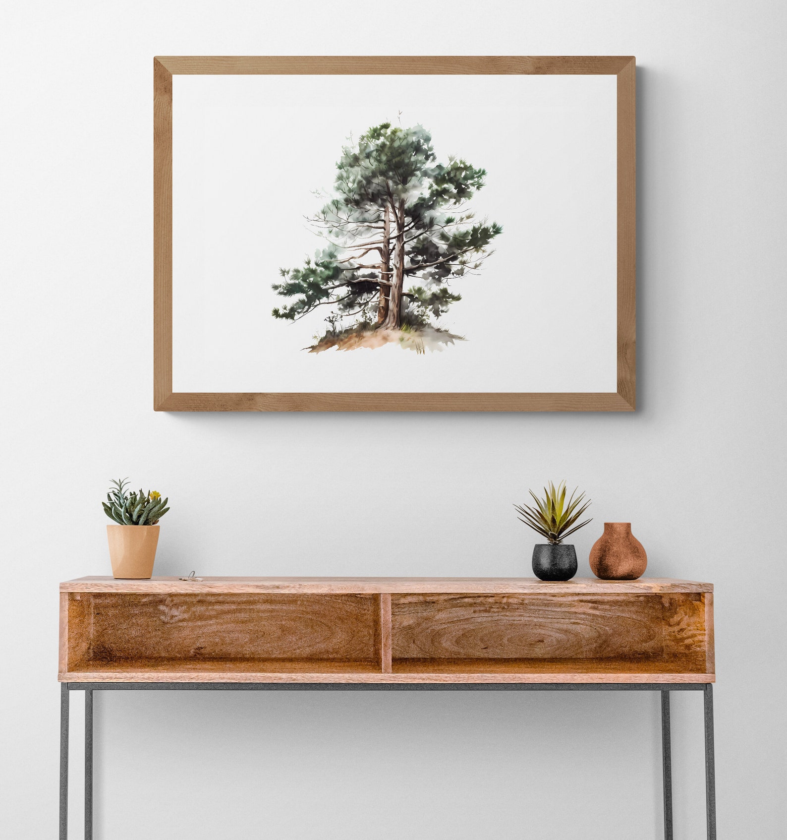 Watercolour Painting of a Pine Tree, Printable Digital Art, Trees ...