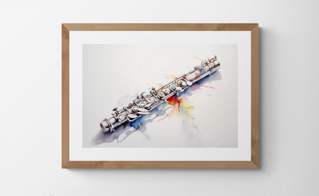 Flute Watercolour Art Print Printable Digital Art for Music - Etsy
