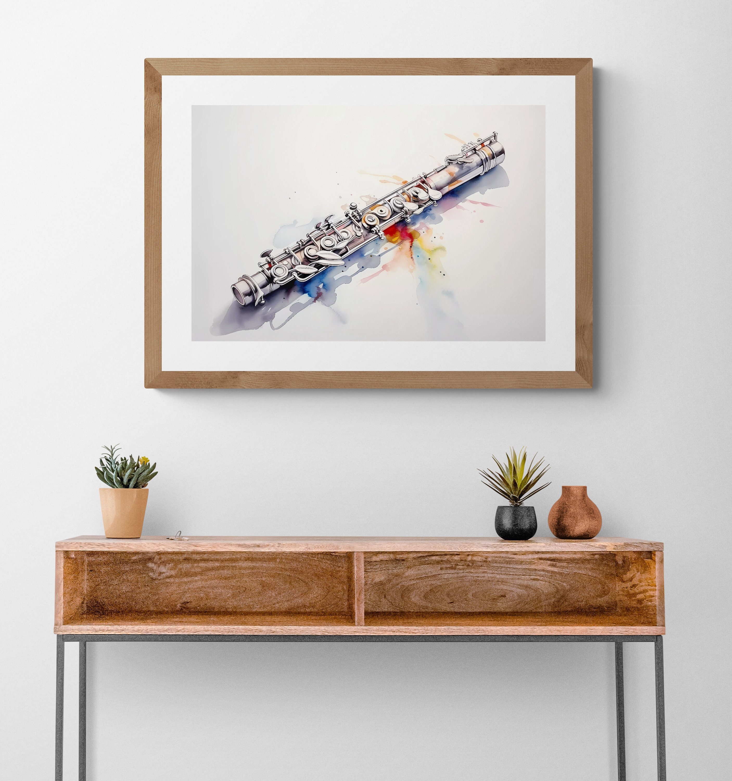 Flute Watercolour Art Print Printable Digital Art for Music - Etsy