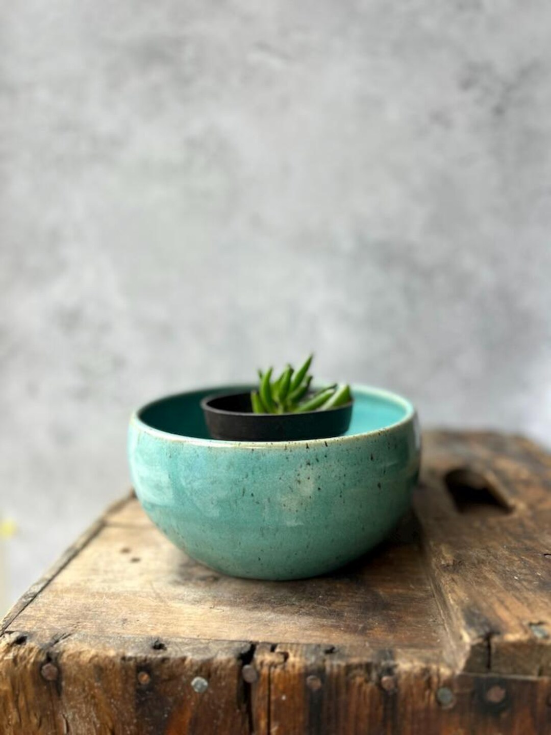 Handmade Pottery Planter in Turquoise - Wide - Etsy