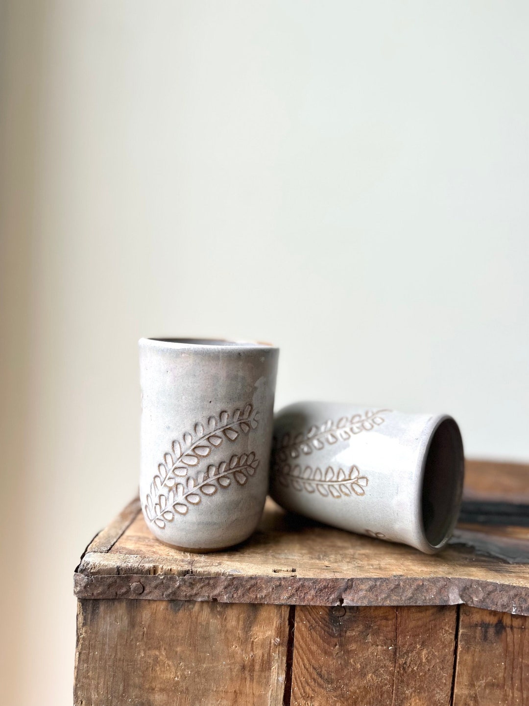Handmade Carved Fern Tumblers in Lilac Mist - Etsy