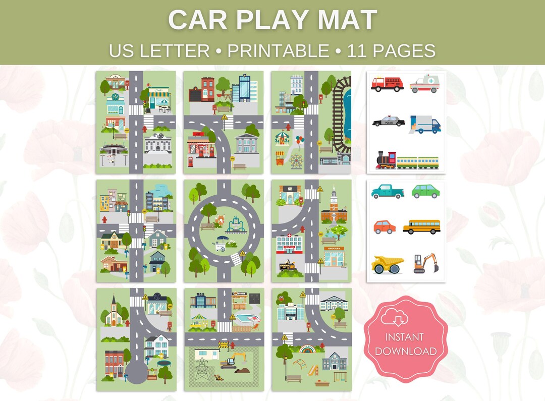 Printable Car Play Mat - Instant Download - Imaginative Open-ended Play ...