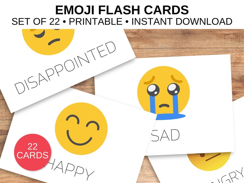 Emotions Flash Cards Inspired by World Emoji Day for Kids - Instant ...