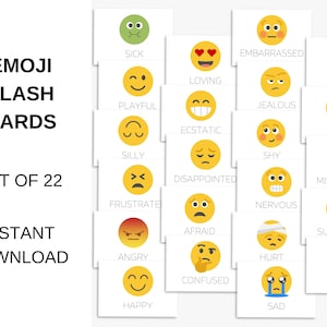 Emotions Flash Cards Inspired by World Emoji Day for Kids - Instant ...