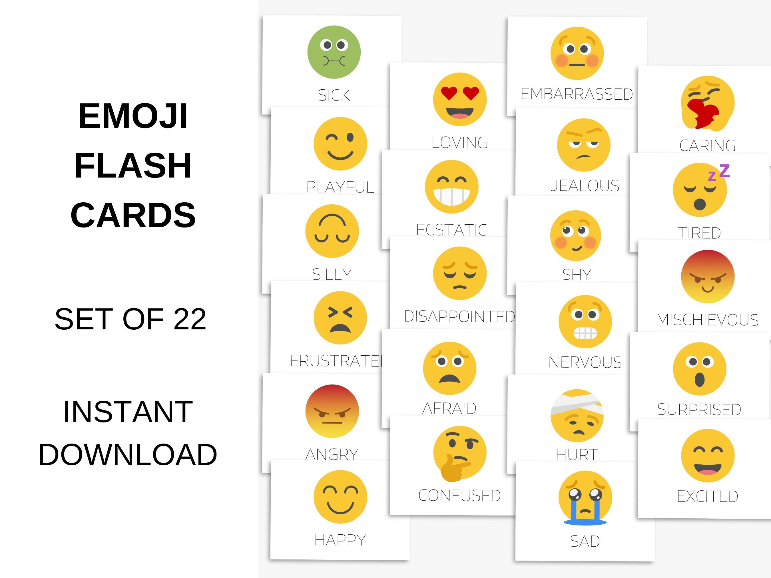 Emotions Flash Cards Inspired by World Emoji Day for Kids - Instant ...
