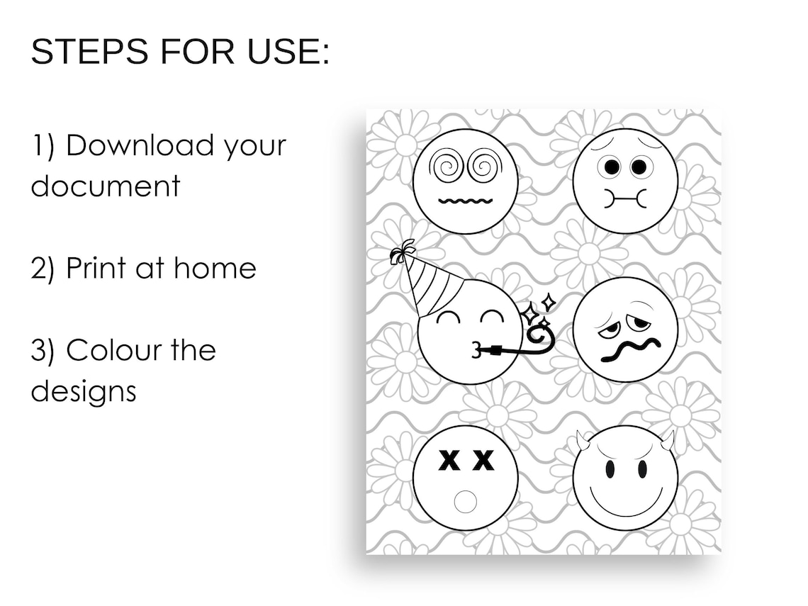 Printable Emoji Colouring Sheets for World Emoji Day Instant Download ...