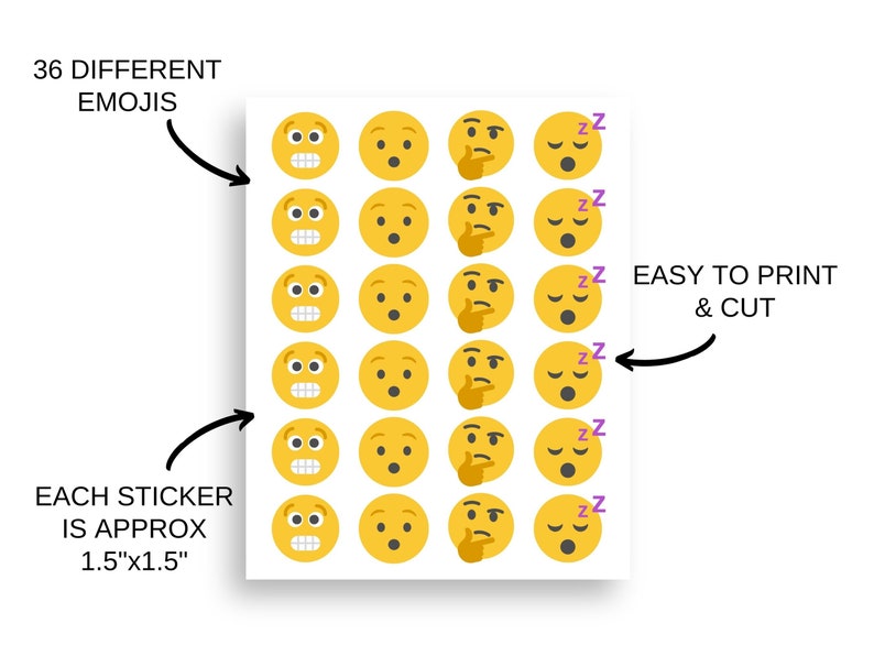 Printable Emoji Sticker Sheets Inspired by World Emoji Day - Instant Download - Etsy