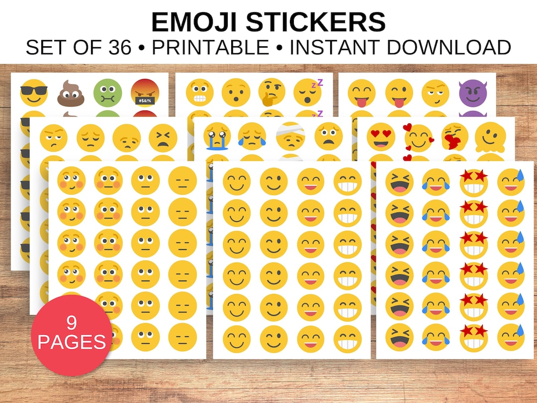 Printable Emoji Sticker Sheets Inspired by World Emoji Day - Instant ...