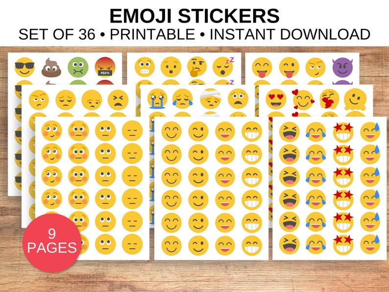 Printable Emoji Sticker Sheets Inspired by World Emoji Day - Instant ...