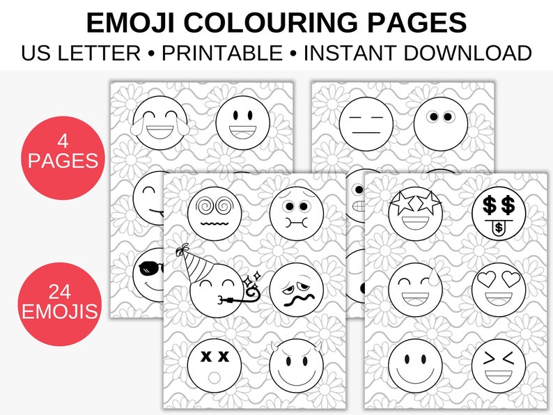 Printable Emoji Colouring Sheets for World Emoji Day - Instant Download ...