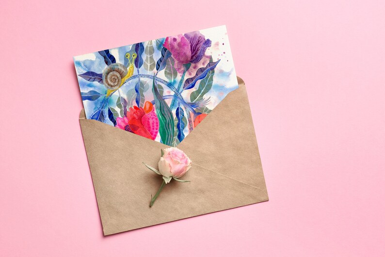 Floral Design Cards, Watercolor Nature Inspired Greeting Card, A6 ...