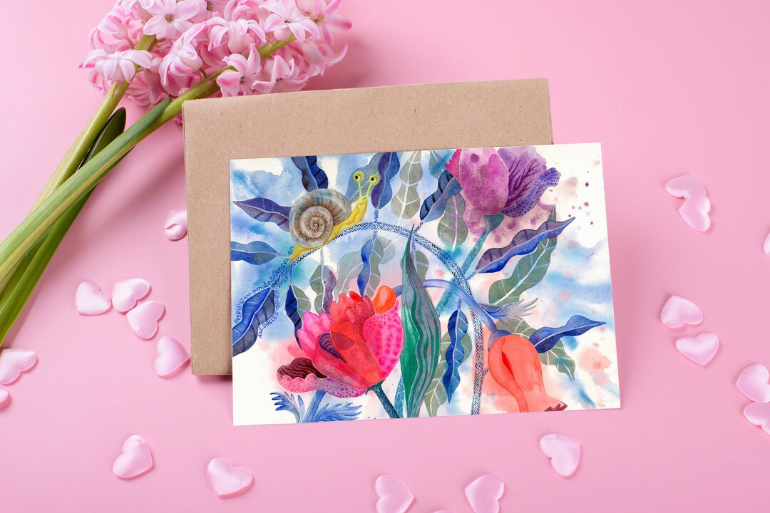 Floral Design Cards, Watercolor Nature Inspired Greeting Card, A6 ...