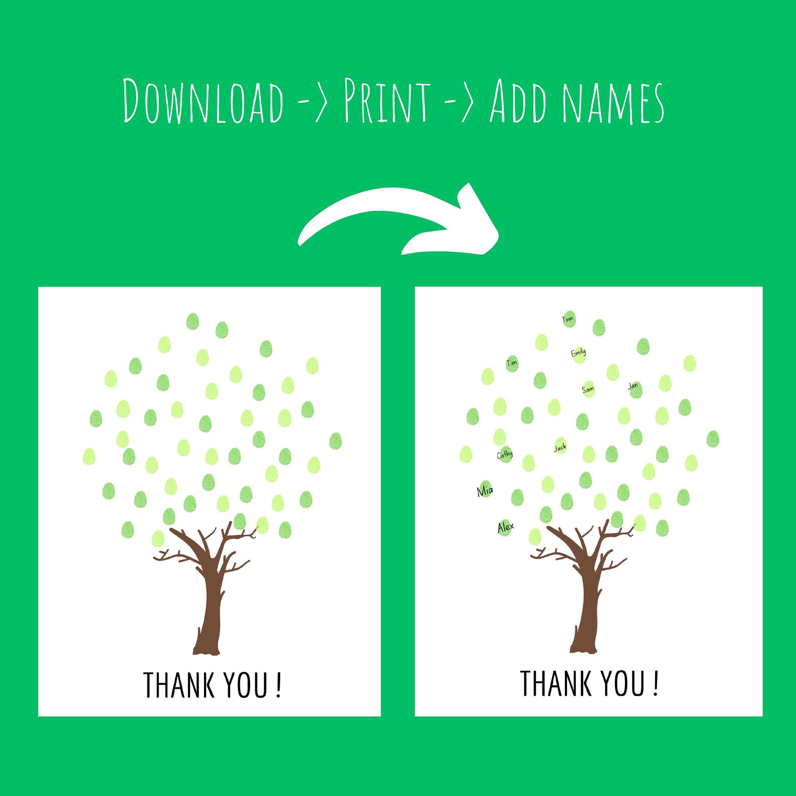 INSTANT DOWNLOAD | Thumbprint Tree | Thank You Gift | Gift for Teacher ...