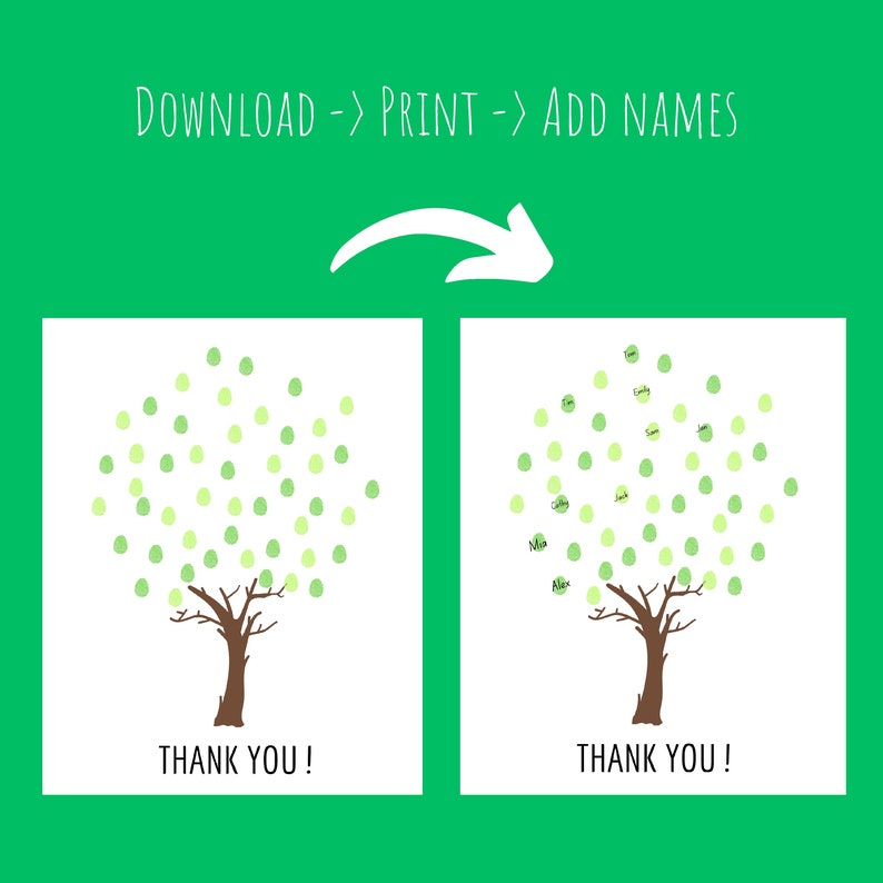 INSTANT DOWNLOAD | Thumbprint Tree | Thank You Gift | Gift for Teacher ...