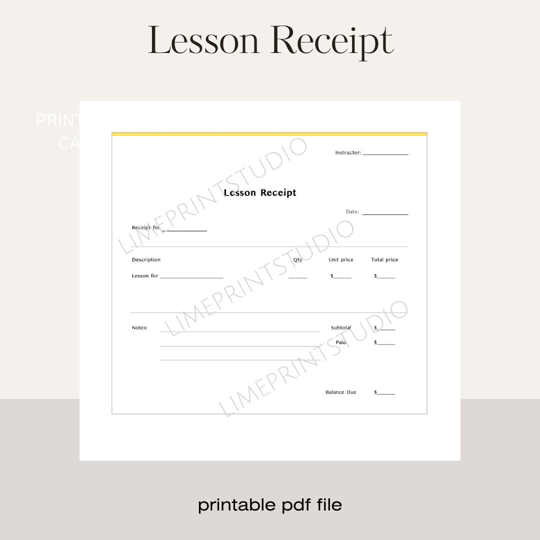 Lesson Receipt | Music Lesson | Various Types of Lessons | Pdf File ...