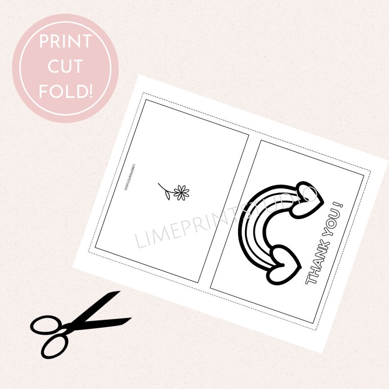 Printable Coloring Card | Thank You Card | Downloadable | Instant ...