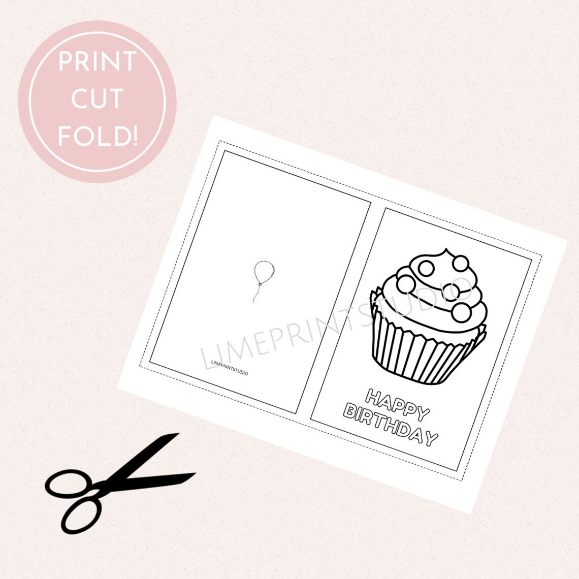 Printable Coloring Card | Birthday Card | Downloadable | Instant ...