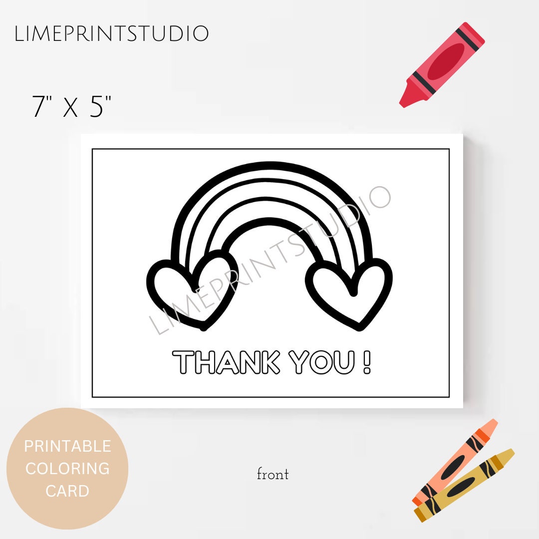Printable Coloring Card | Thank You Card | Downloadable | Instant ...