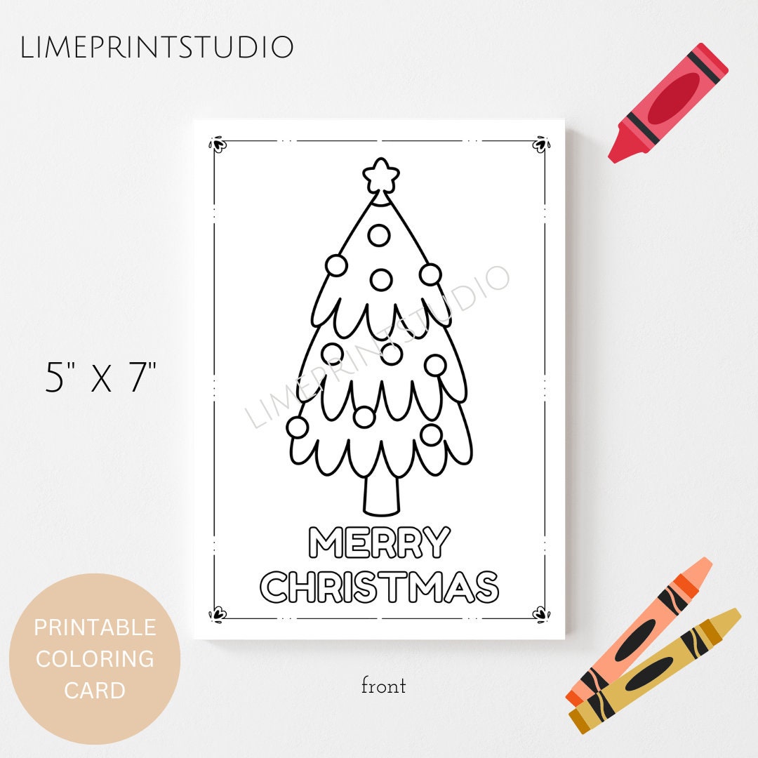 Printable Coloring Card Christmas Card Downloadable Instant Download ...