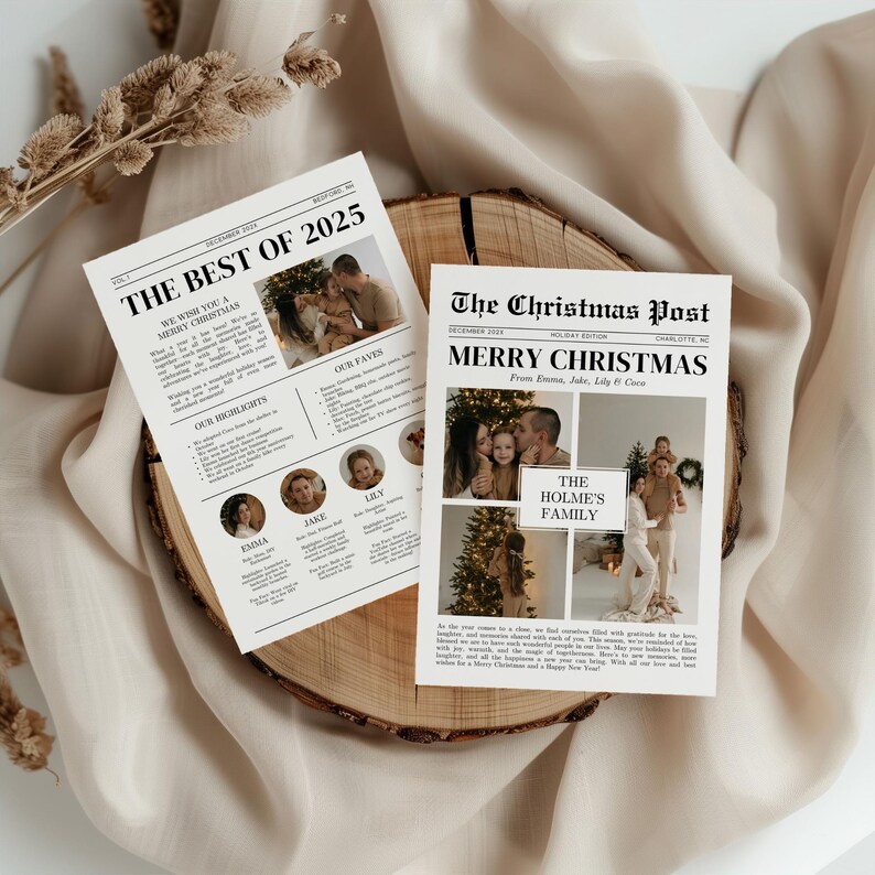 Christmas Newsletter Template, Photo Year in Review Template, Family ...