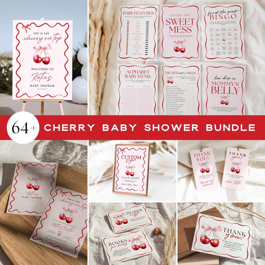 Cherry Baby Shower Bundle, Cherry on Top Bundle, Coquette Pink Baby ...