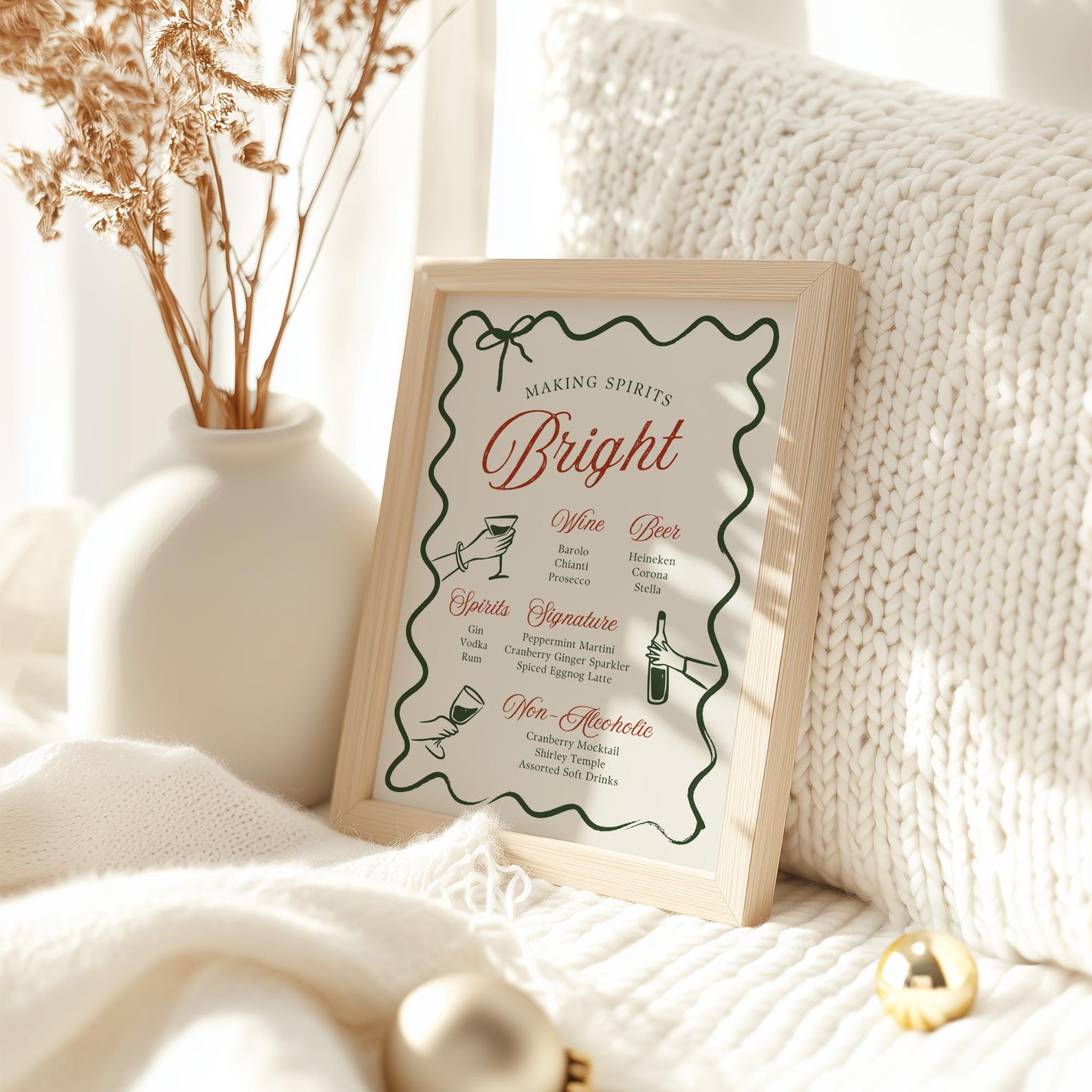 Making Spirits Bright Cocktail Sign, Merry Christmas Sign, Christmas ...