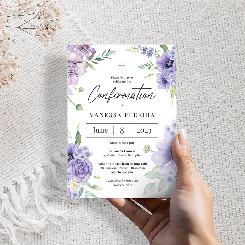 Editable Confirmation Invitation, Digital Download, Catholic ...