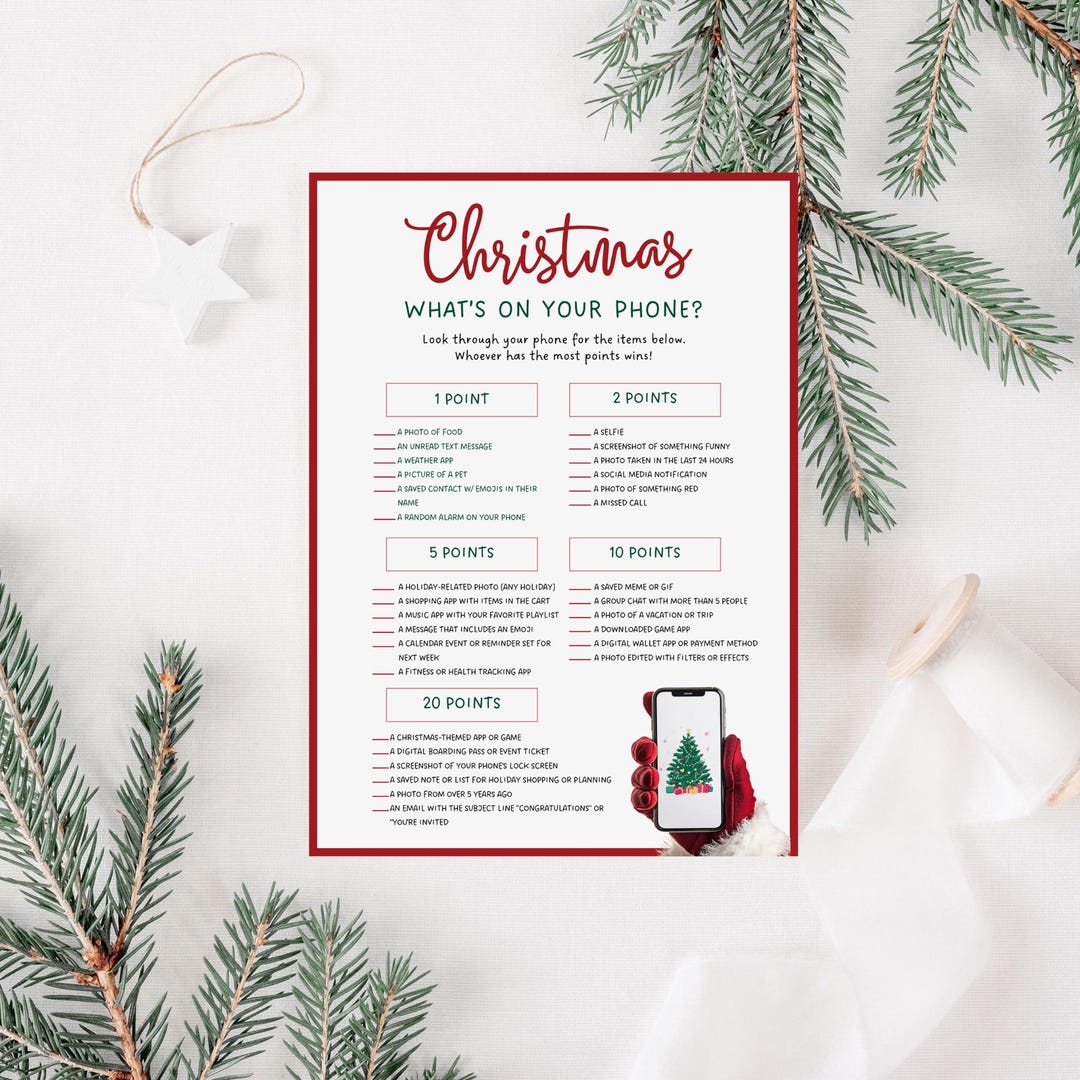 Christmas What's on Your Phone Game, Christmas Family Game, Christmas ...