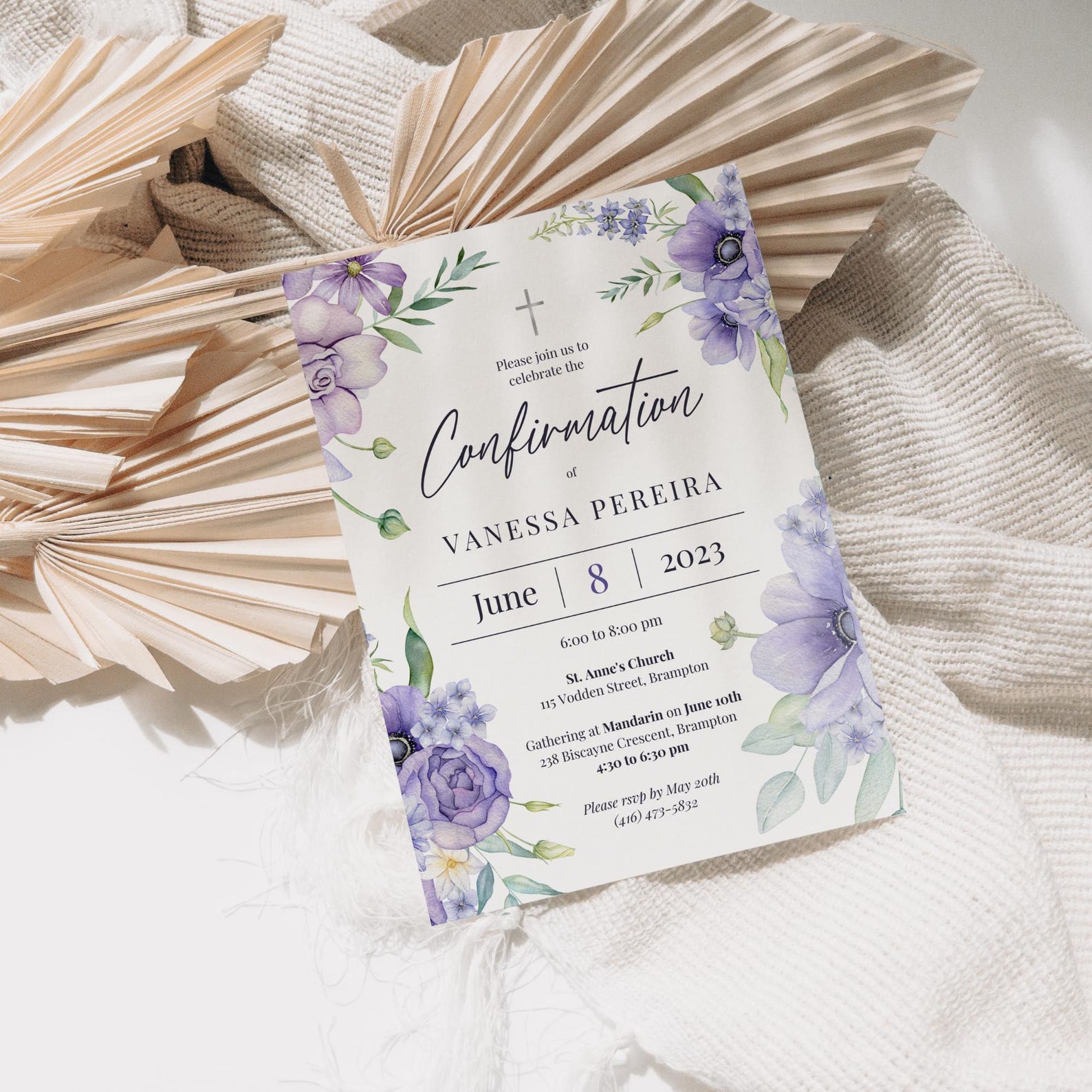 Editable Confirmation Invitation, Digital Download, Catholic ...