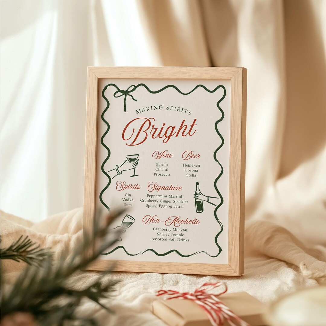 Making Spirits Bright Cocktail Sign, Merry Christmas Sign, Christmas ...