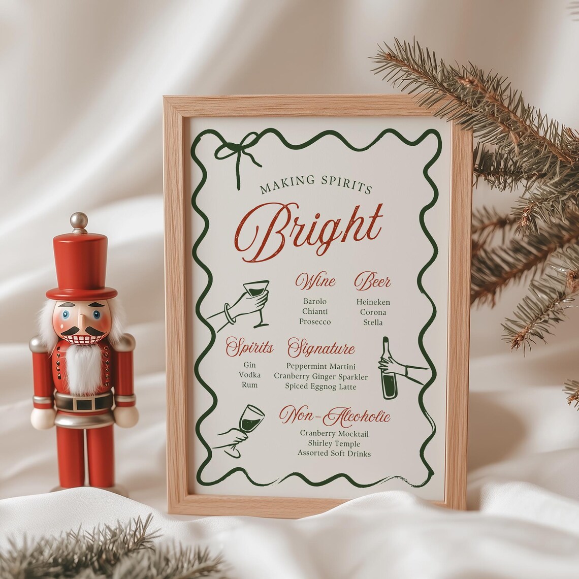 Making Spirits Bright Cocktail Sign, Merry Christmas Sign, Christmas ...